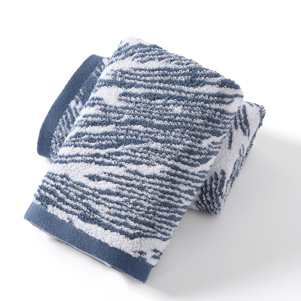 Amazon.com: YiLUOMO Blue 100% Cotton Hand Towel Set of 2 Zebra-Stripe ...