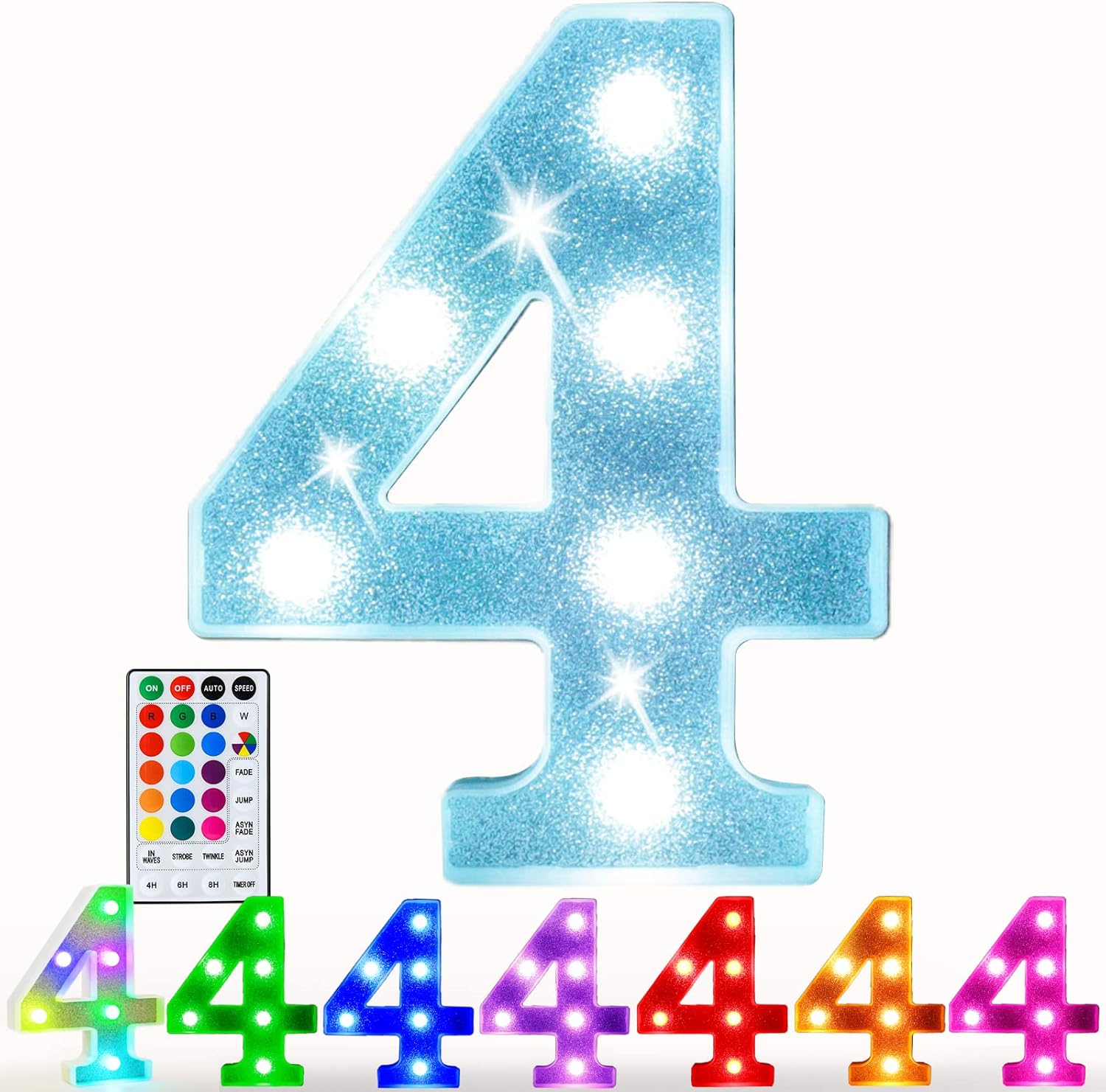 Pooqla Colorful Marquee Numbers with Remote, RGB Light Up Numbers ...