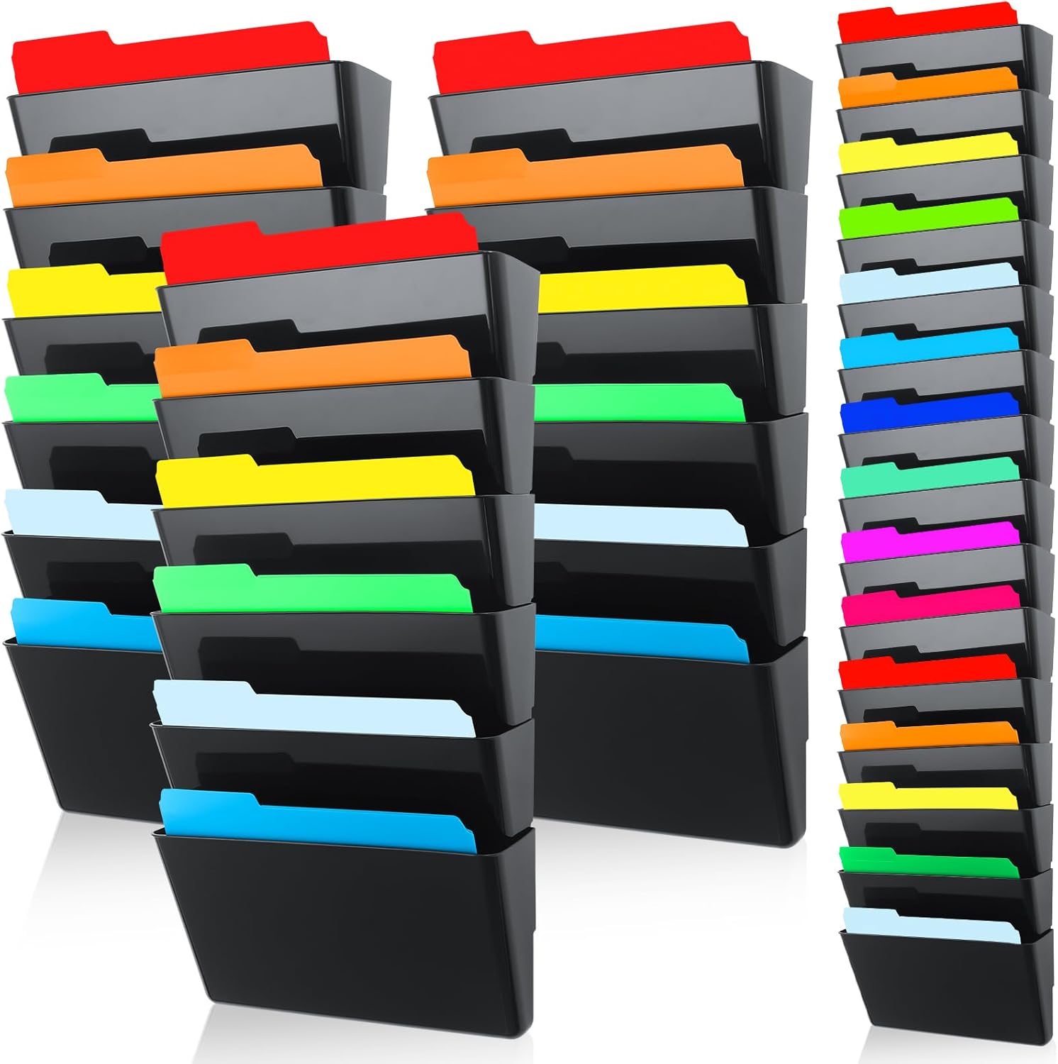 Amazon.com : Sherr 15-Tier Wall Mounted File Holder, Black Plastic ...