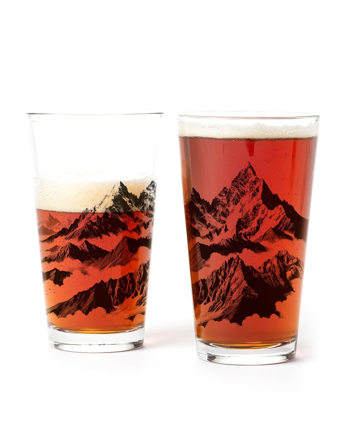 Amazon.com: Pint Glasses by Black Lantern - Mountain Range Beer Glass ...