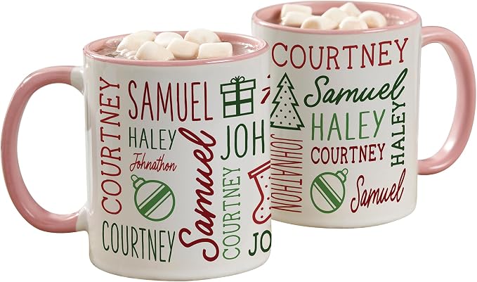 Amazon.com: Personalization Universe Holiday Repeating Name Ceramic ...