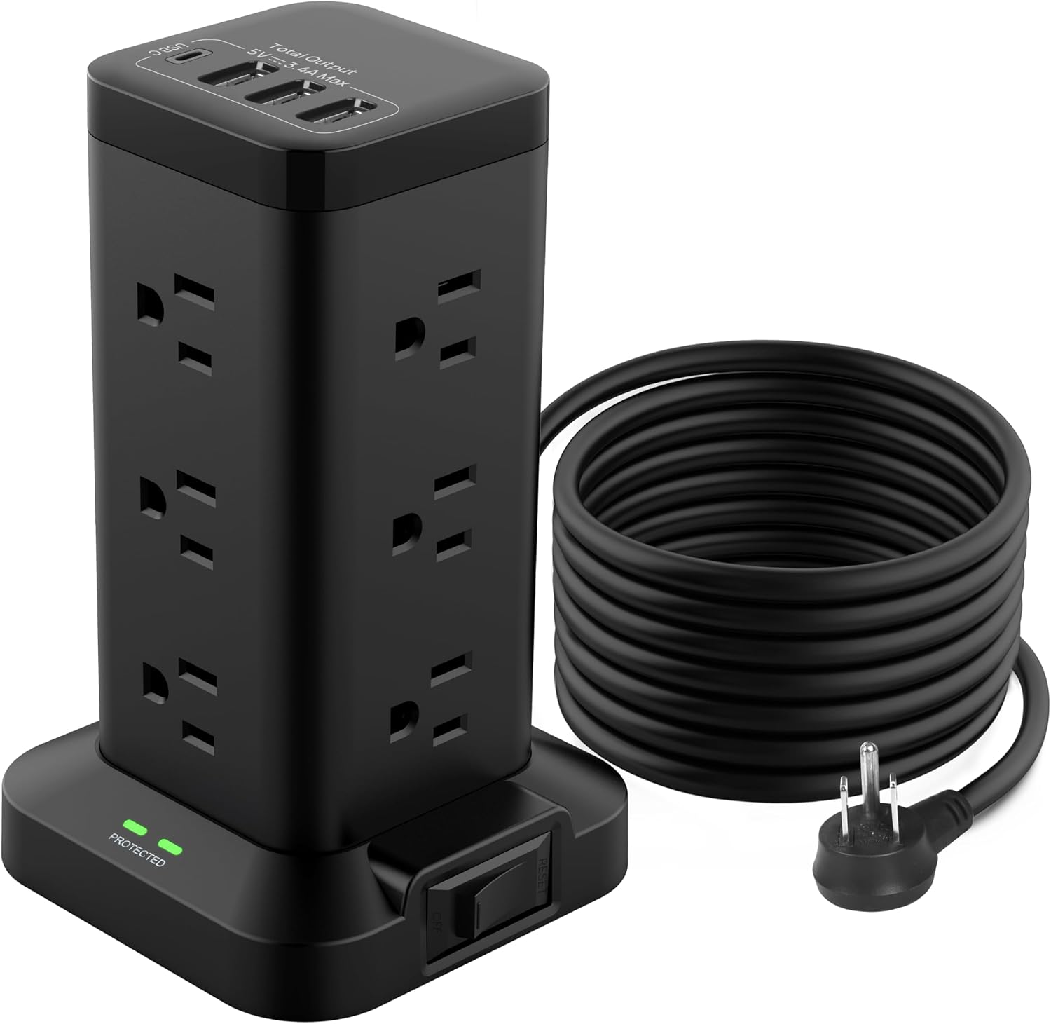 Amazon.com: BEVA Power Strip Tower with USB Ports, 6.5 FT Surge ...