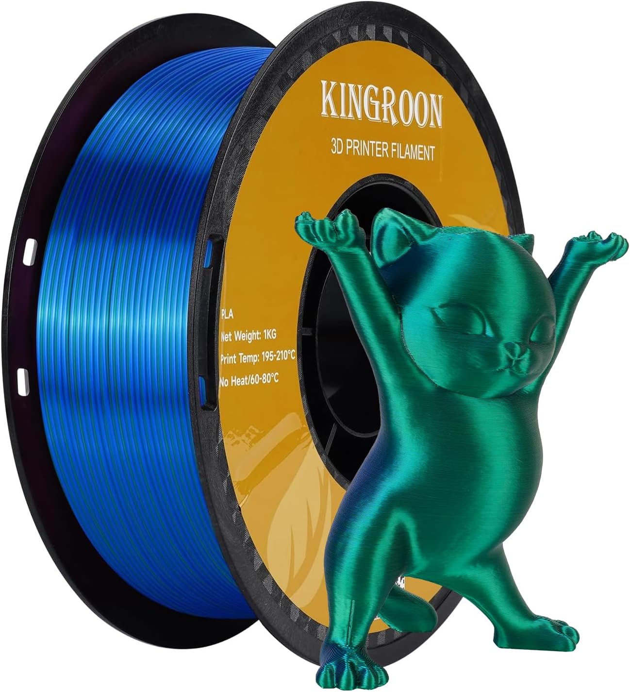 Amazon.com: Kingroon Dual Color 1.75 mm Silk Blue Green PLA Filament ...