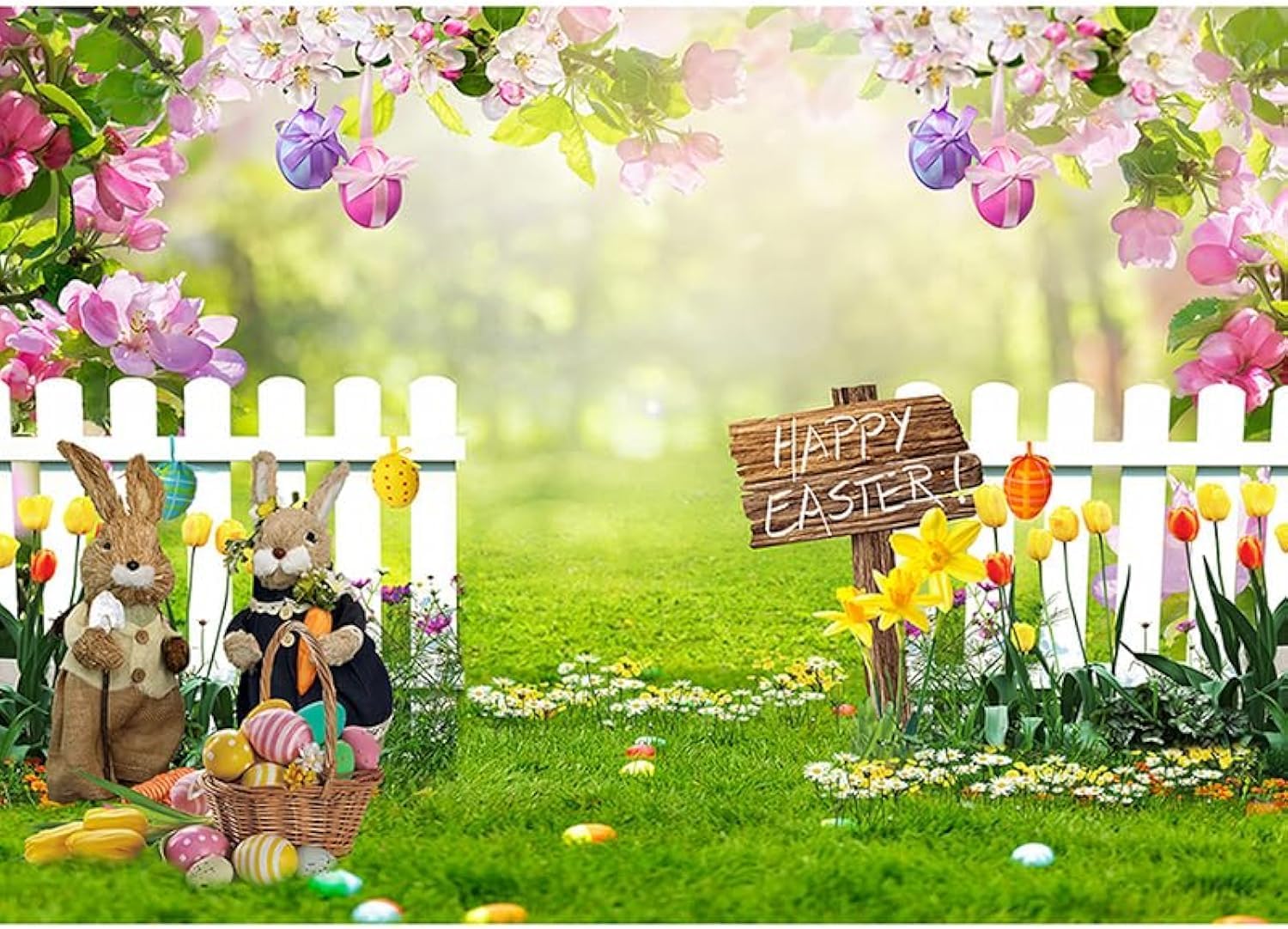 Amazon.com : LTLYH 10x8ft Easter Backdrop Easter Photo Decorations ...