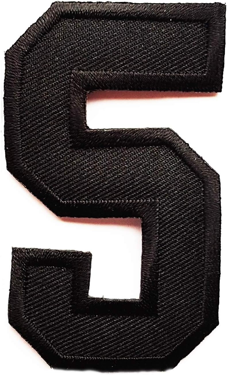 Amazon.com: 3 INCH Black Number 5 Patches Appliques Fabric Decorating ...