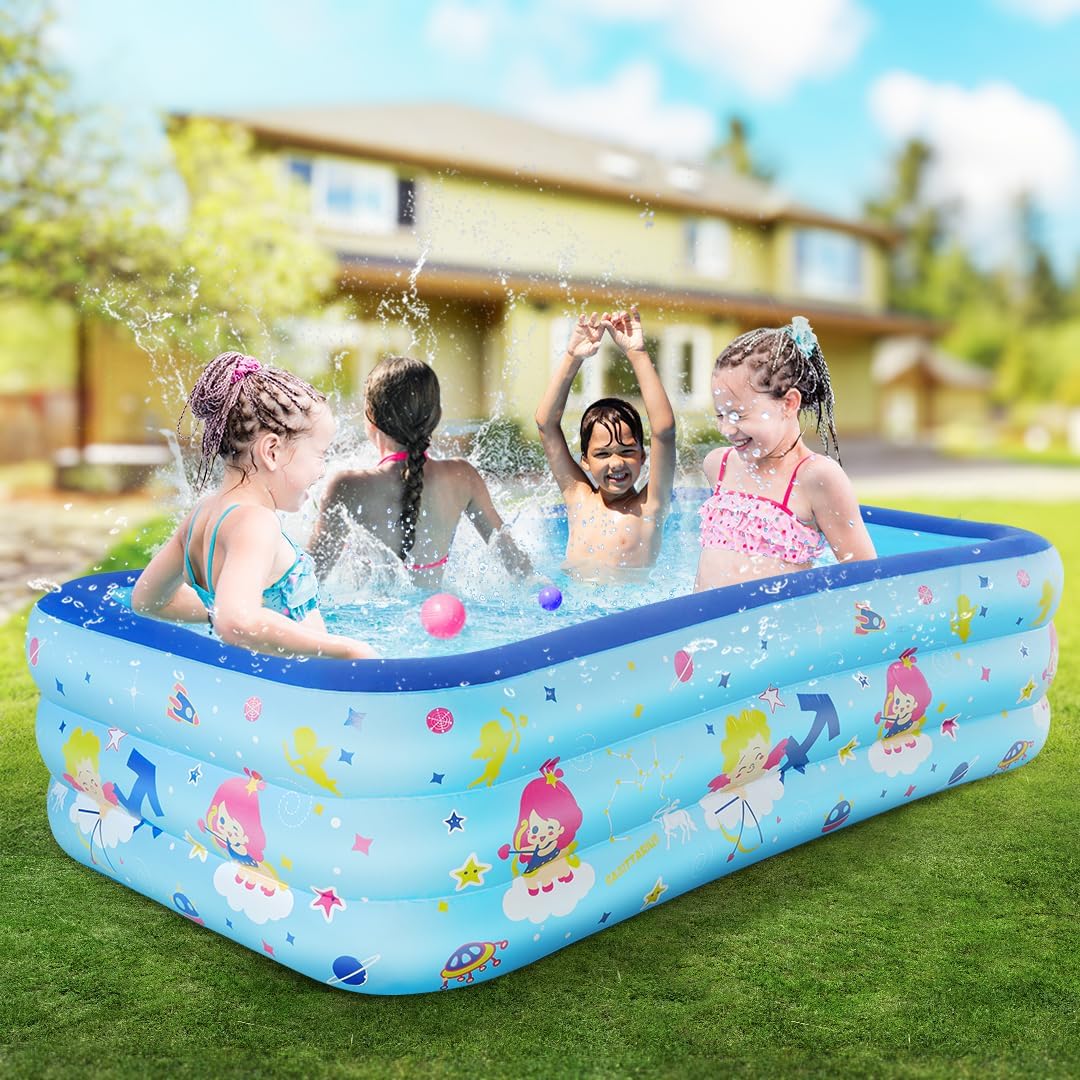 Amazon.com: Seasons Inflatable Pool for Kids 80"x48"x20" PVC Thickened ...