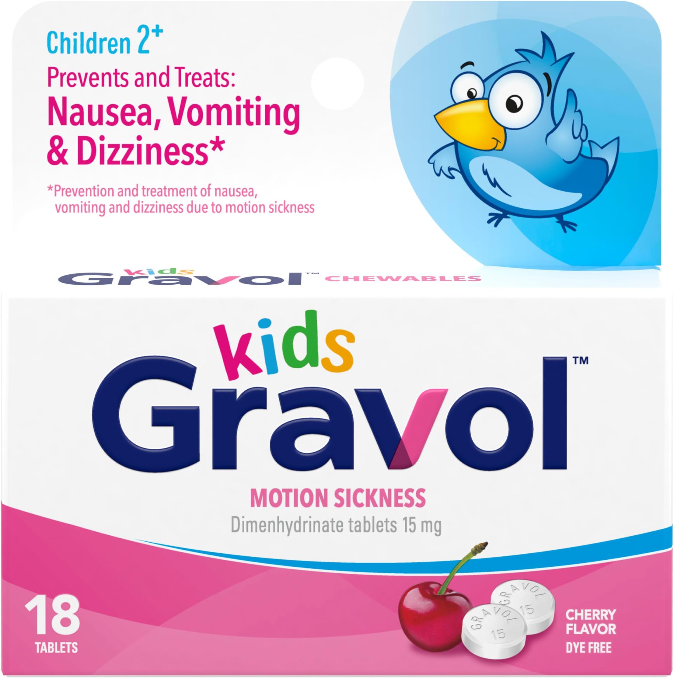 Amazon.com : Gravol Kids Chewable Tablets for Nausea, Upset Stomach and ...