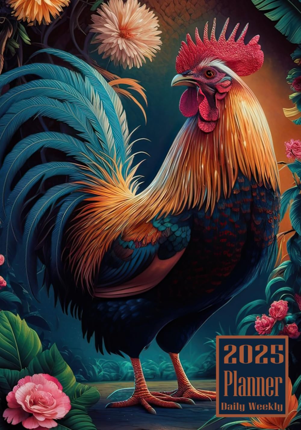 2025 Planner: Rooster Chicken Cock Bird themed Cover Daily Weekly Diary ...