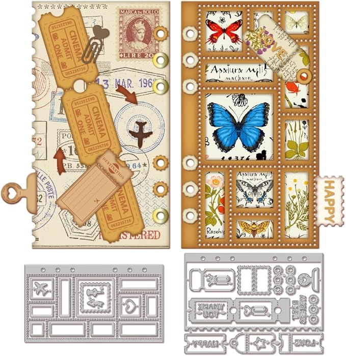 Amazon.com: GLOBLELAND Postage Stamp Page Cutting Dies for Card Making ...