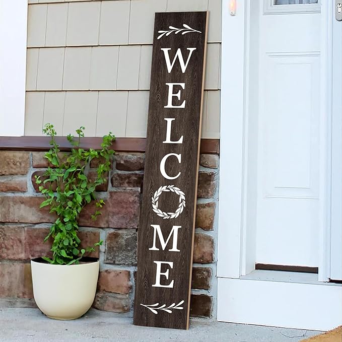 Amazon.com : Welcome Wooden Porch Sign 47.2"H Front Door Rustic ...