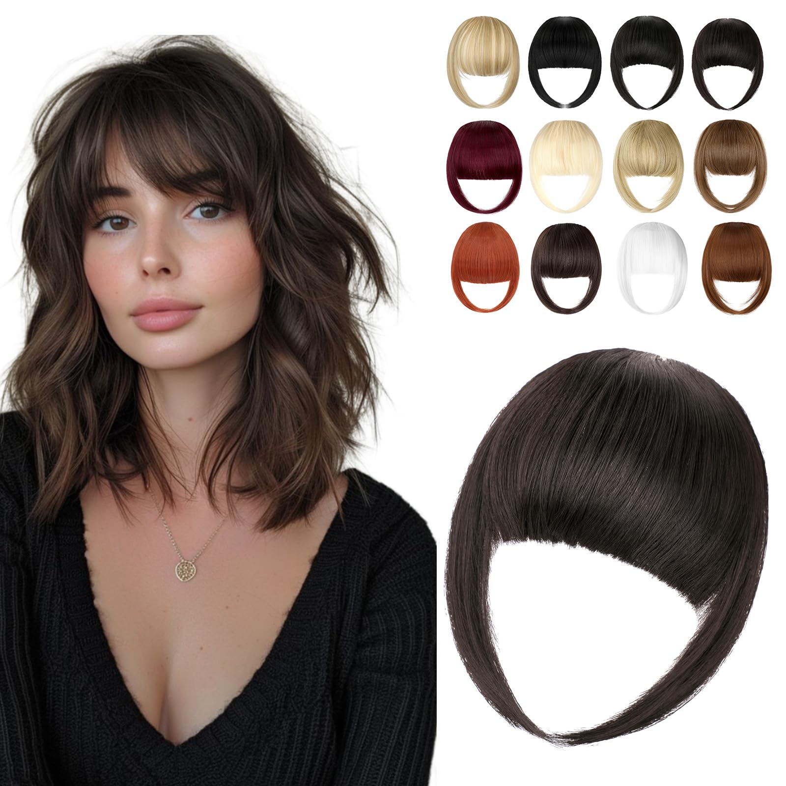 Amazon.com : Cephermer Clip in Bangs, Synthetic French Bangs Hair Clip ...