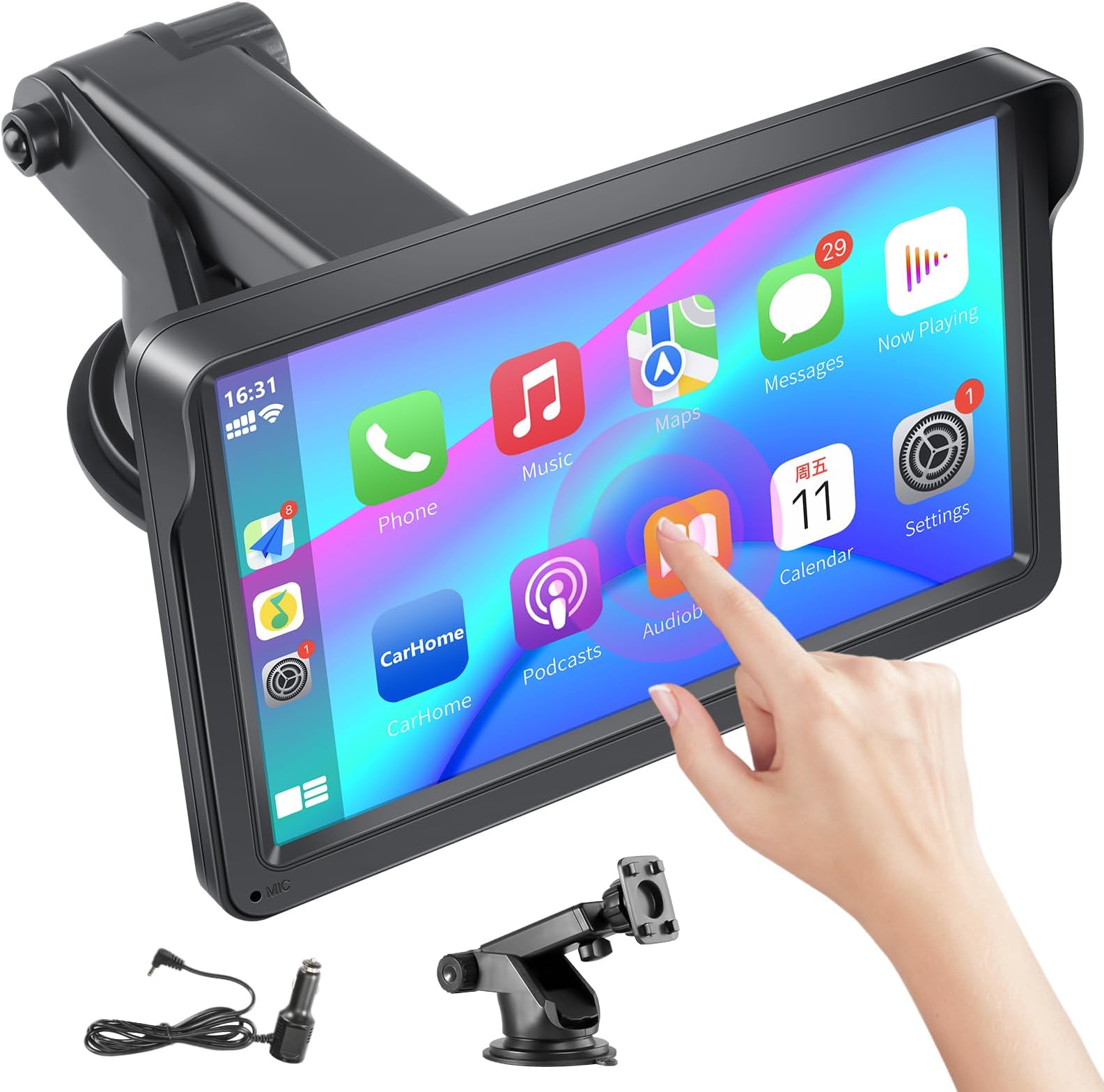 Amazon.com: Wireless Apple Carplay Portable Car Stereo and Android Auto ...