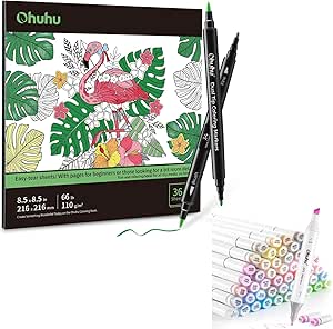 Amazon.com : Ohuhu Coloring Book 36-sheet with 48 Colors Water-based ...