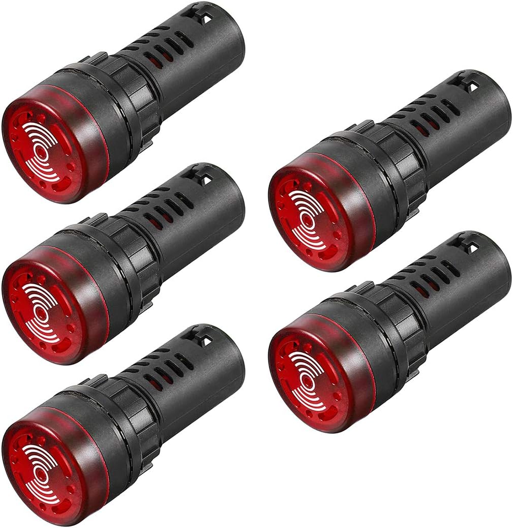 Amazon.com: uxcell 3Pcs Red Indicator Light with Buzzer AC/DC 24V, 16mm ...