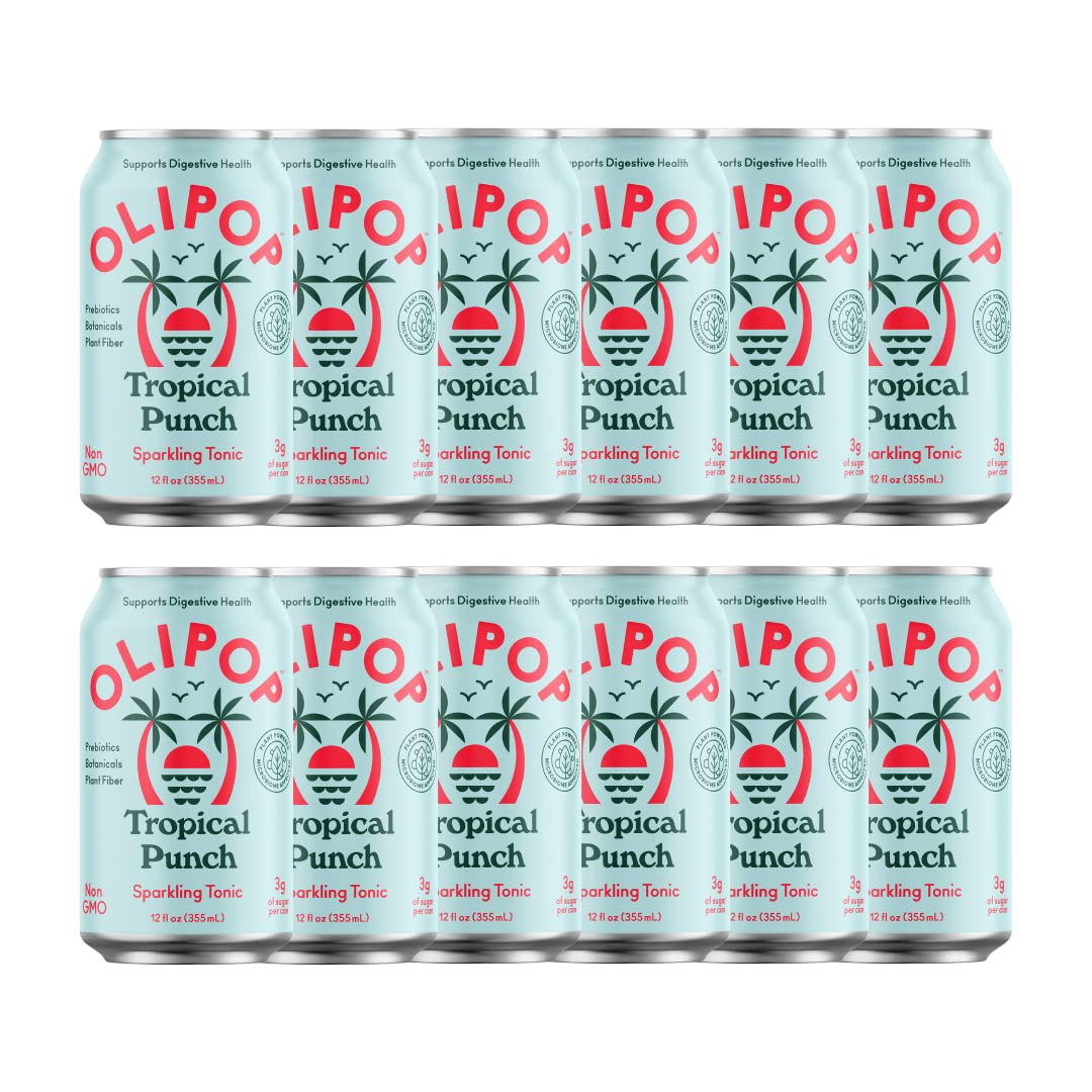 Snapklik.com : OLIPOP Prebiotic Soda Pop, Tropical Punch, Prebiotics, Botanicals, Plant Fiber ...