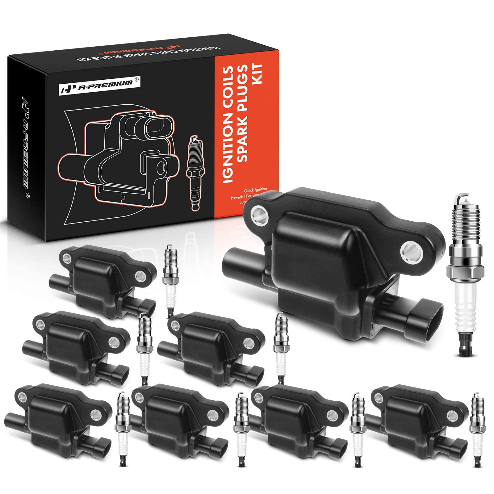 A-Premium 8x Ignition Coil Pack and Iridium Spark Plugs Kits Compatible ...