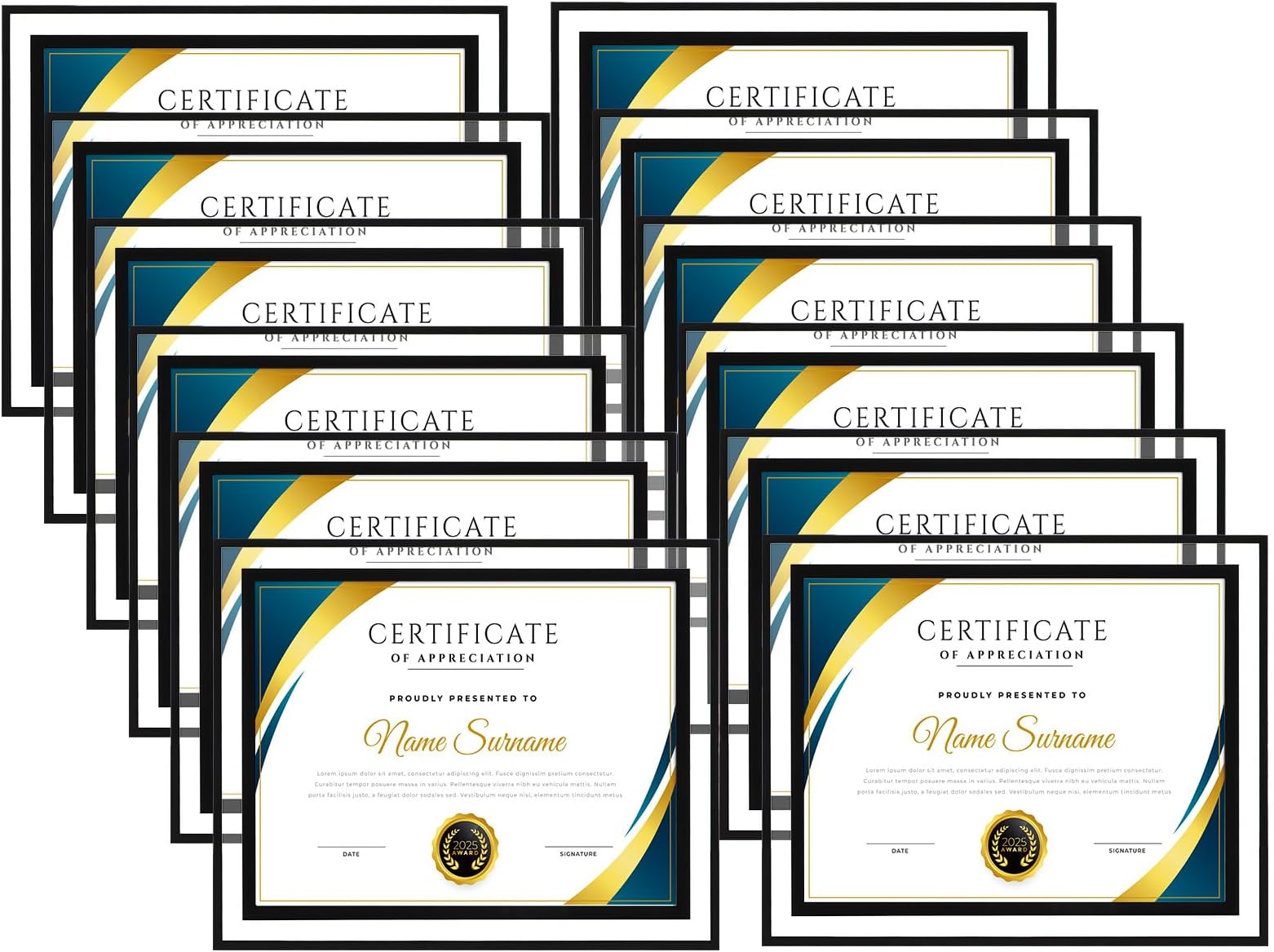 Amazon.com - Stockroom Plus 4 Pack 8.5x11 Glass Certificate Frames with ...
