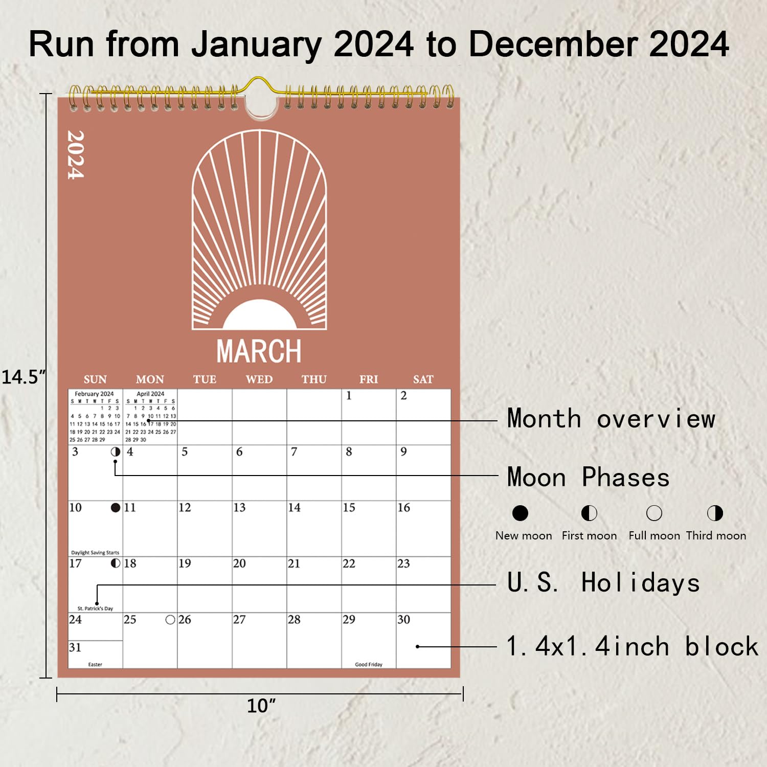 Snapklik.com : 2024 Calendar - Wall Calendar From January 2024 To ...