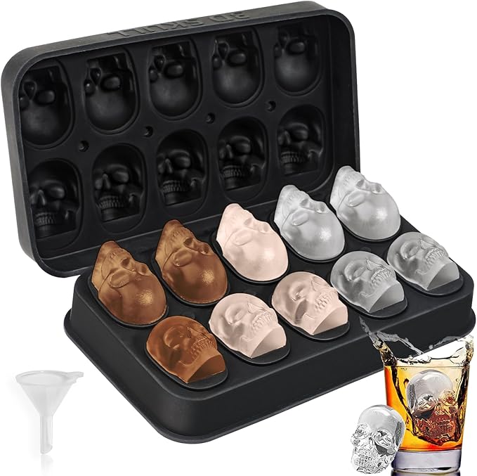 Amazon.com: Webake Skull Ice Cube Mold 3D, 10-Cavity Skeleton Head ...