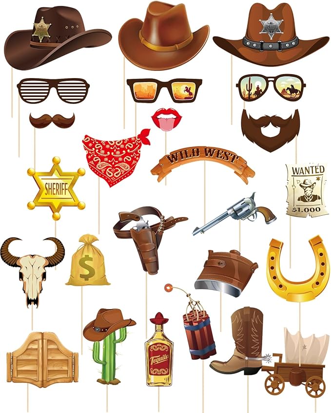 Amazon.com: 25 PCS Western Party Decorations, Wild West Cowboy Photo ...