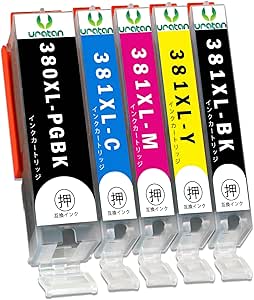 Amazon.co.jp: 【Uratan】BCI-380XL 染料+BCI-381XL（BK/C/M/Y）/5MP canon用 5色セット 互換インク 互換品 380XL 381XL 純正 ...