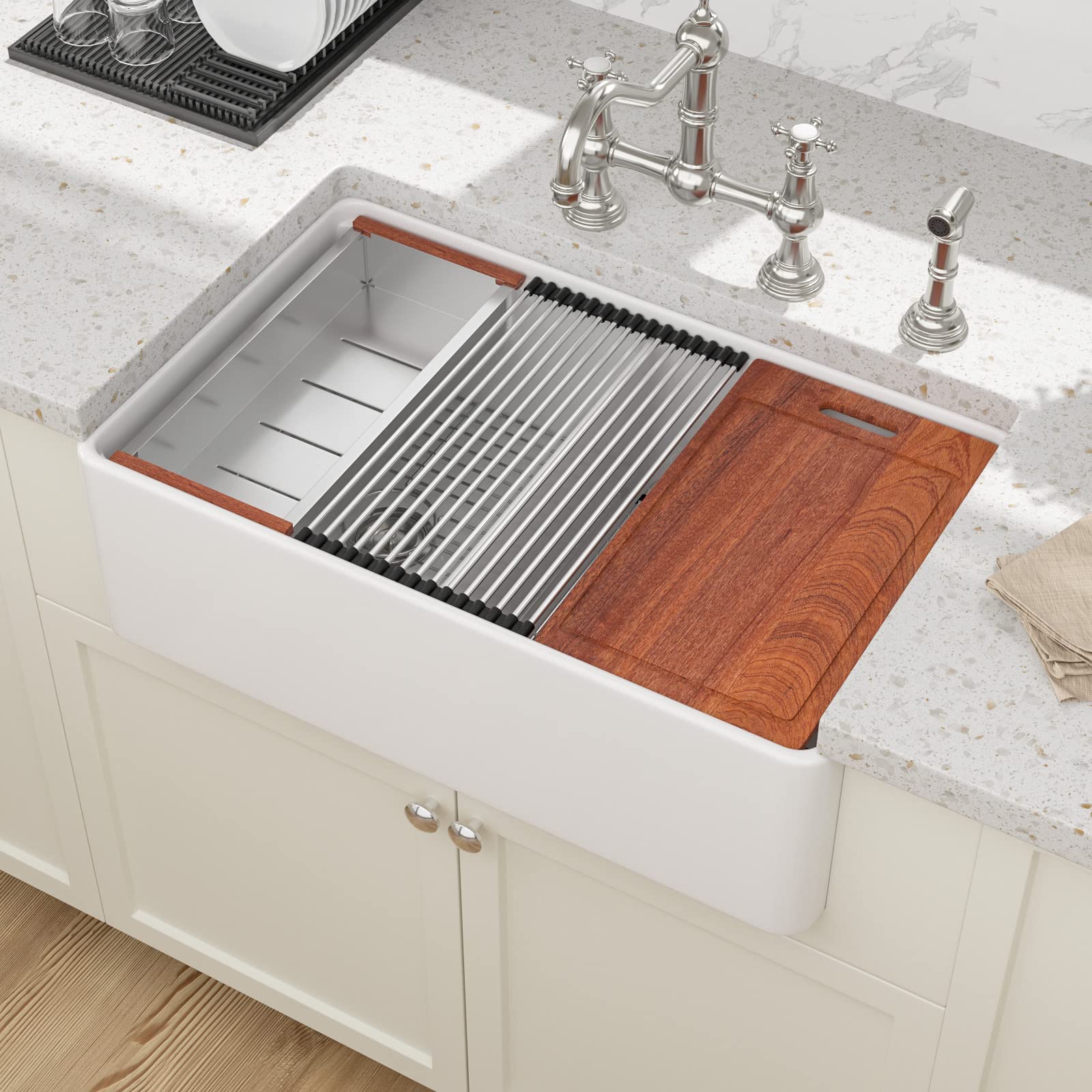 Snapklik.com : 33 White Farmhouse Sink Double Bowl - 33 Inch White ...