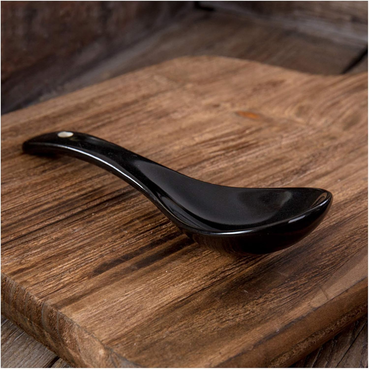 Amazon.com: Kitchen Spoons Three Curved Spoons, Black Glazed Ceramics ...