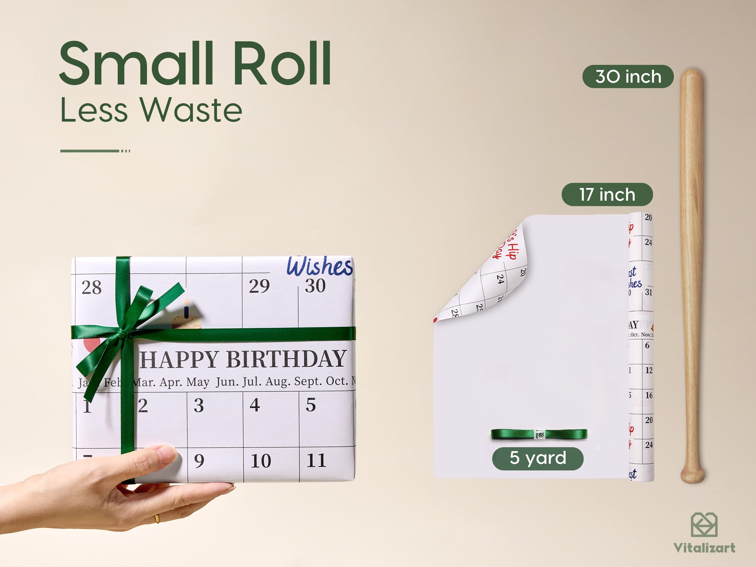 Snapklik.com : Vitalizart Write-On Calendar Birthday Wrapping Paper Set 17"