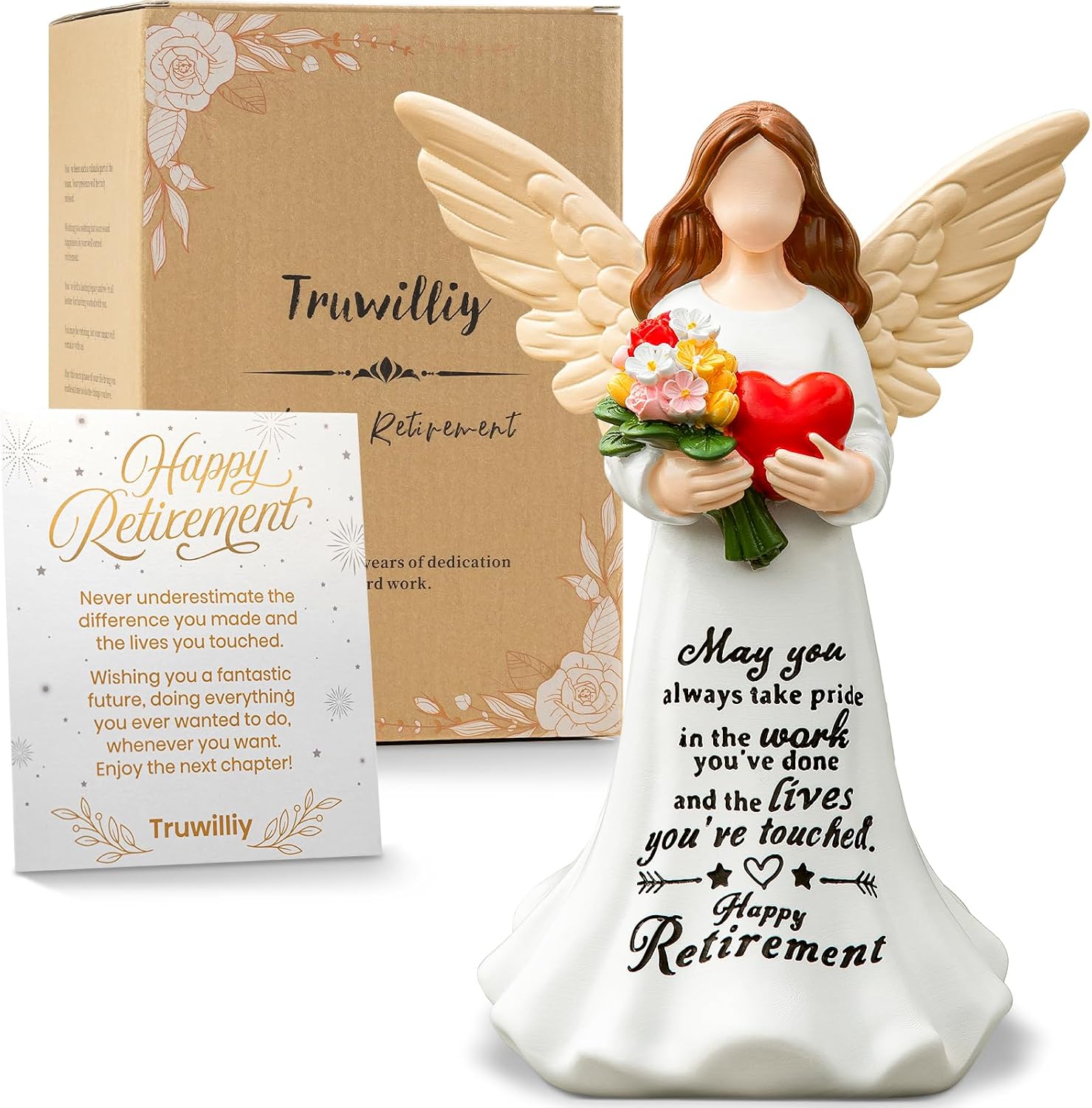 Amazon.com: Retirement Gift for Woman ,7.1” Hand-Painted Angel Figurine ...