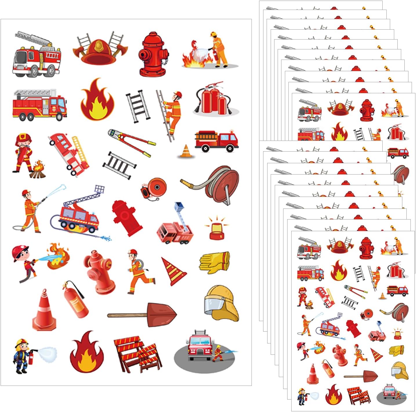 Amazon.com: 500PCS Fire Truck Roll Stickers -Fire Truck/Fire Car ...