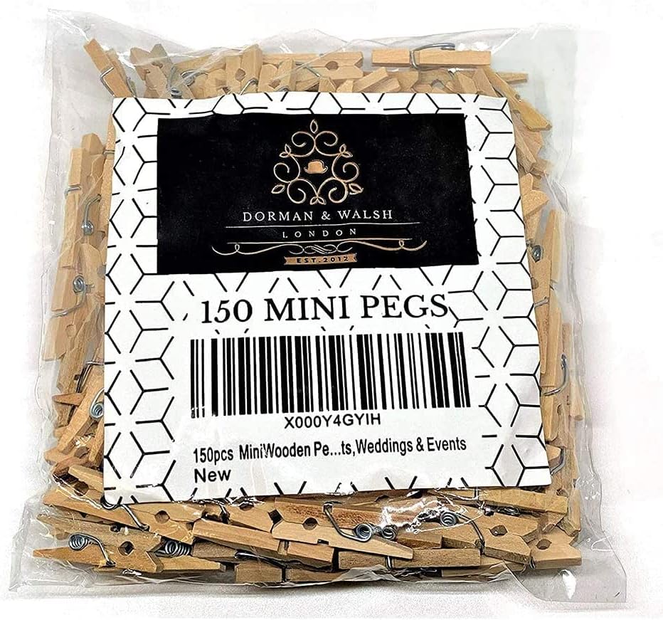 Kids B Crafty 100 Mini Pegs, Mini Pegs for Photos, Mini Wooden Pegs ...