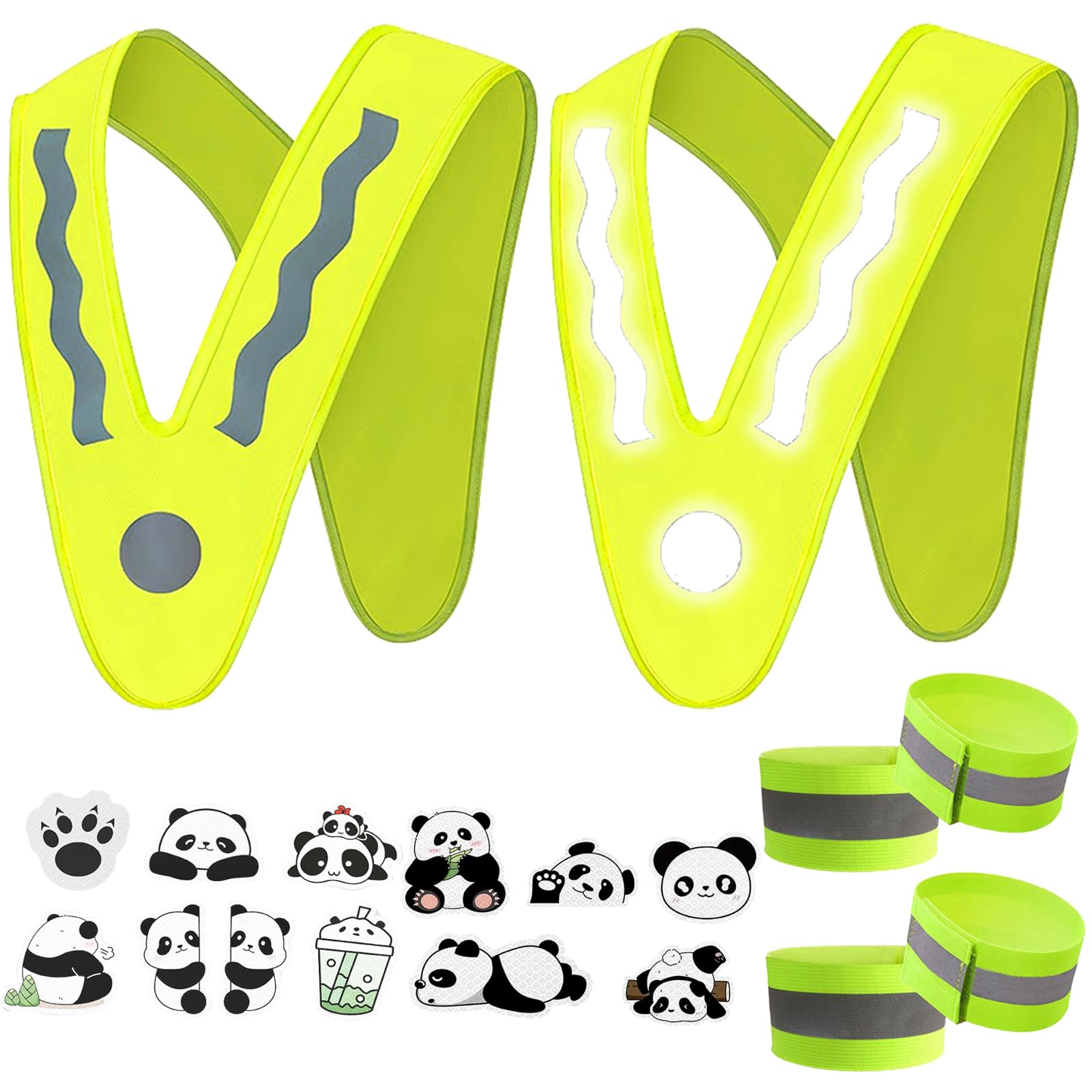 BDSHUNBF 2 PCS Reflective Vest Running Gear, 4 Pack Reflector Elastic ...