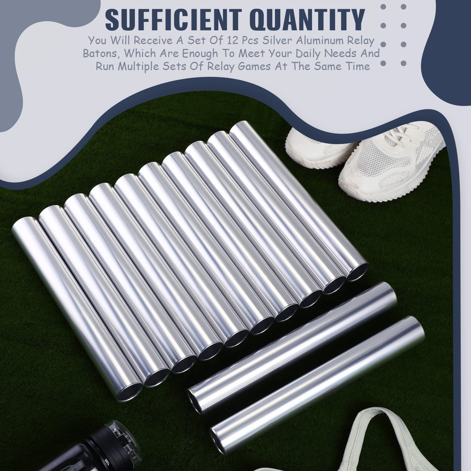 Hanaive 12 Pieces Relay Baton Sports Aluminum Track Baton Field Race ...