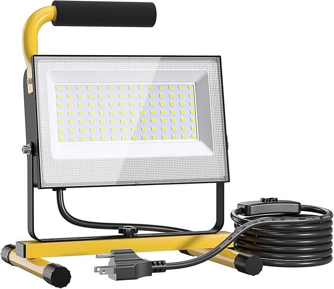 Olafus 100W LED Work Lights, 14000LM Portable Flood Light with Plug ...