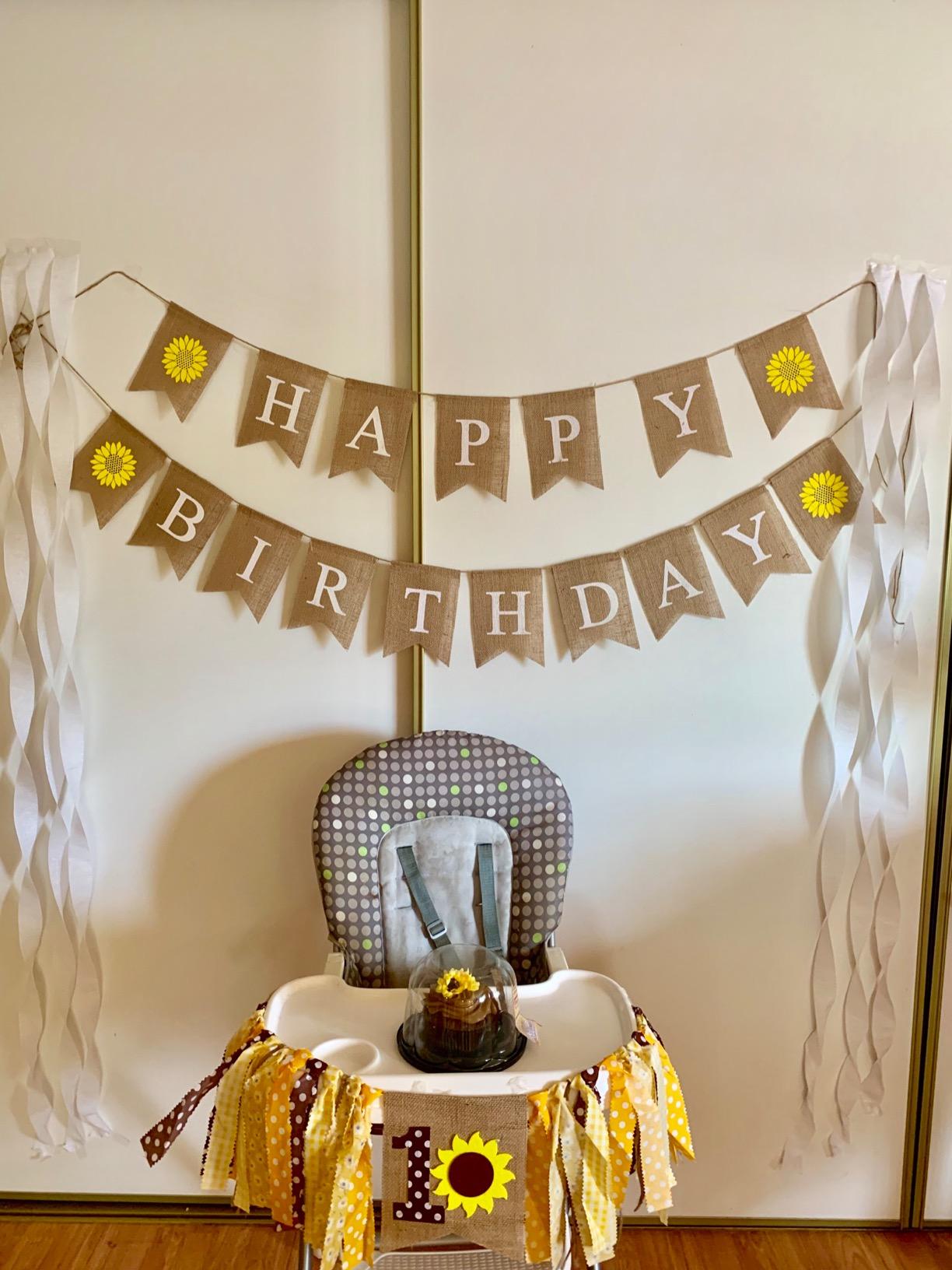 Amazon.com: Sunflower Boy Girl 1st Birthday Party Highchair Banner ...