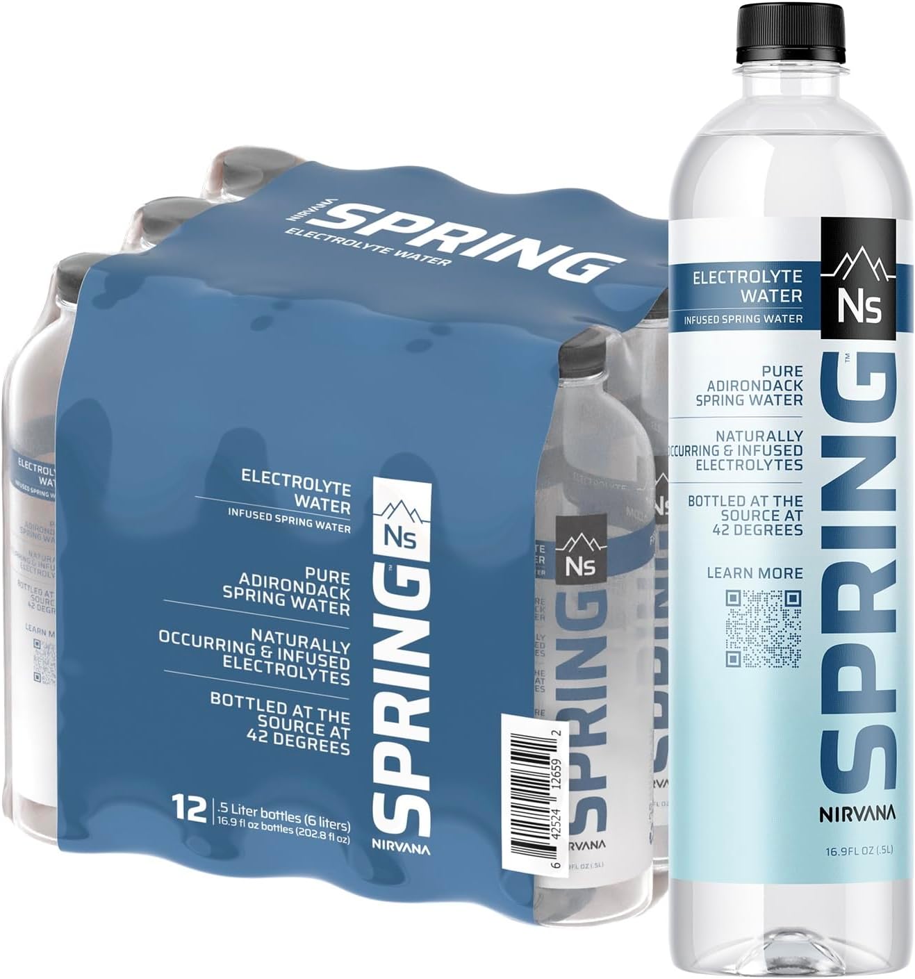 Amazon.com: Nirvana Natural Spring Water, 24-Pack of 16.9 oz. Bottles ...