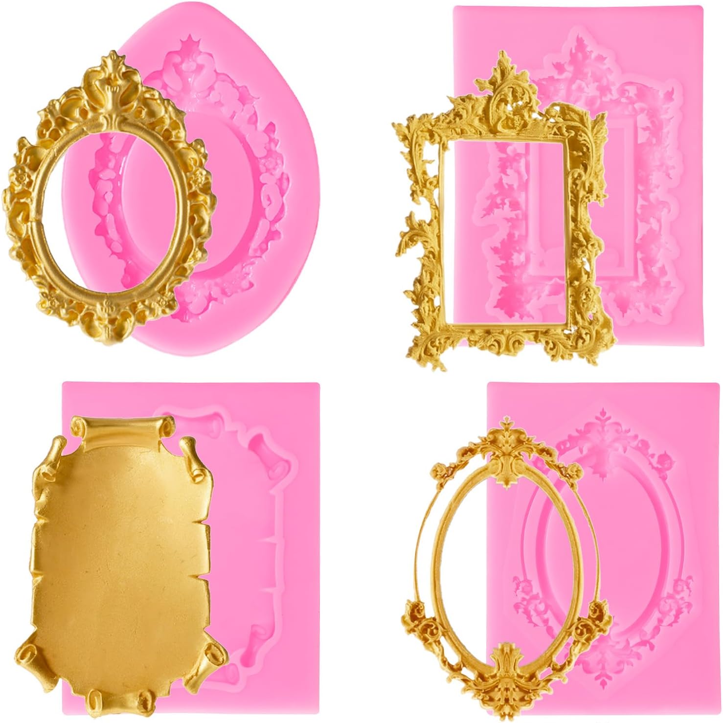 Amazon.com: 4 Pcs Mini Frame Silicone Mold For Chocolate Picture Photo ...