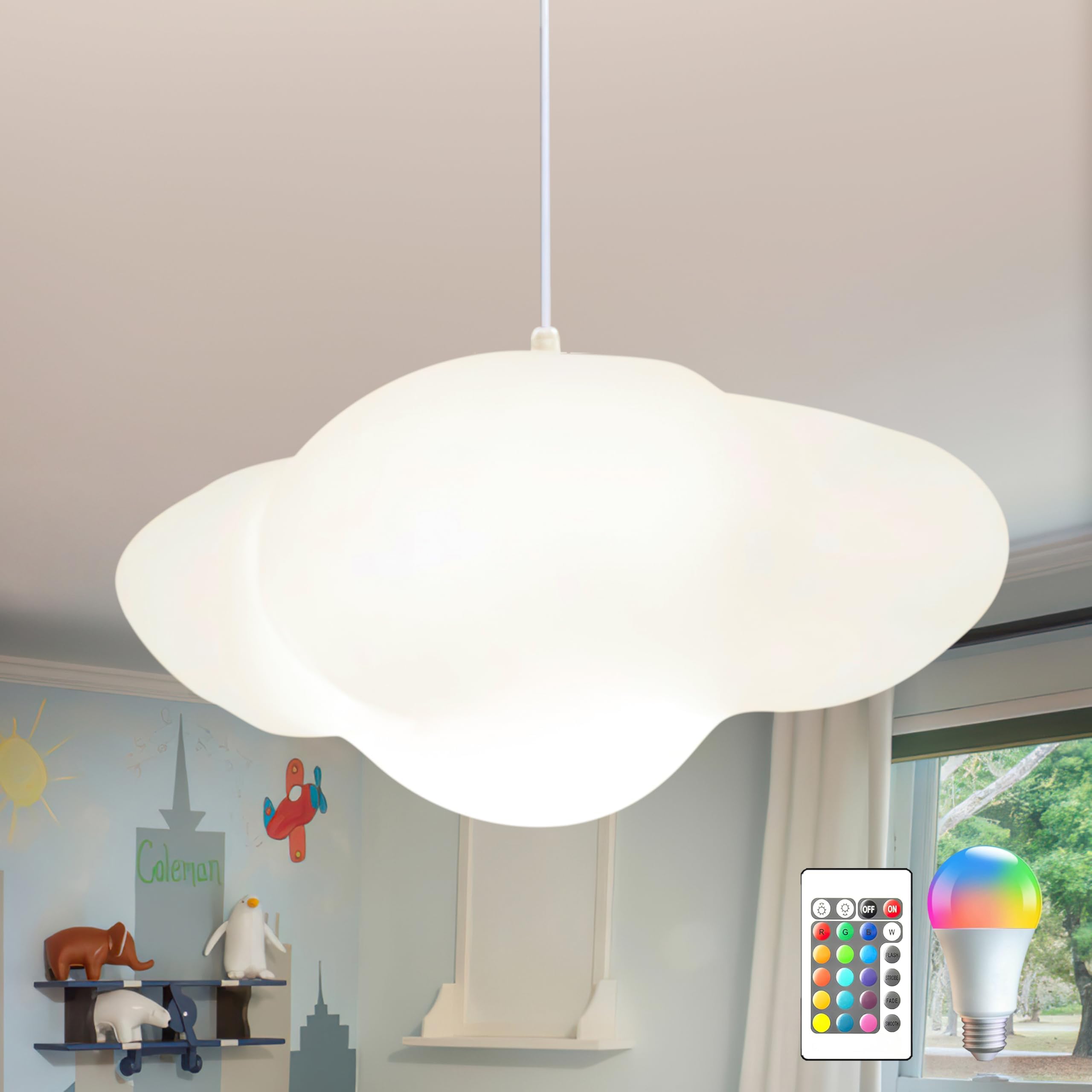 Lámpara de techo Nube LED 3D de 50 cm con 2 nubes, lámpara de araña ...