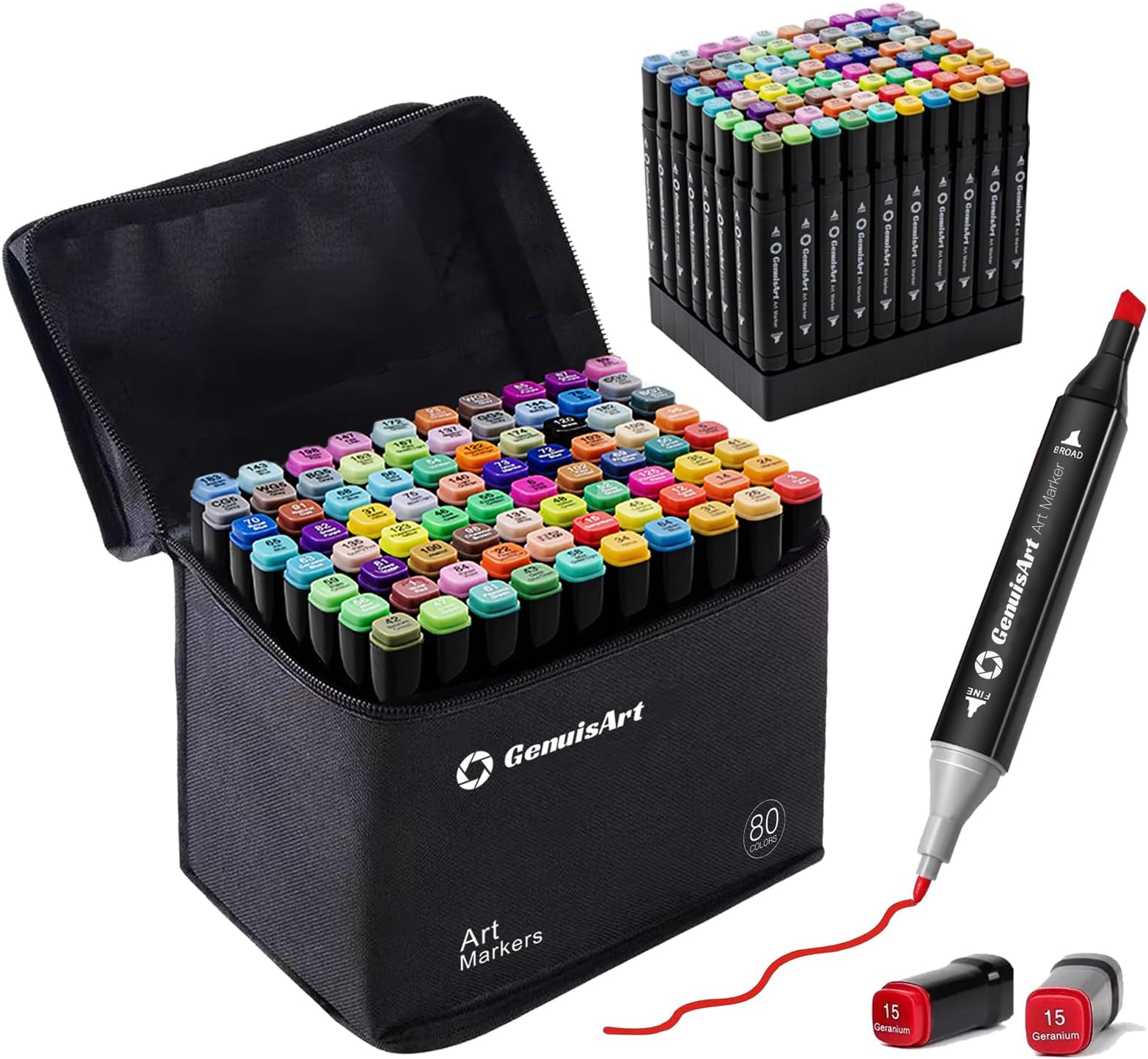 Amazon.com : GenuisArt Alcohol Markers, Chisel & Fine Dual Tips,Paint ...