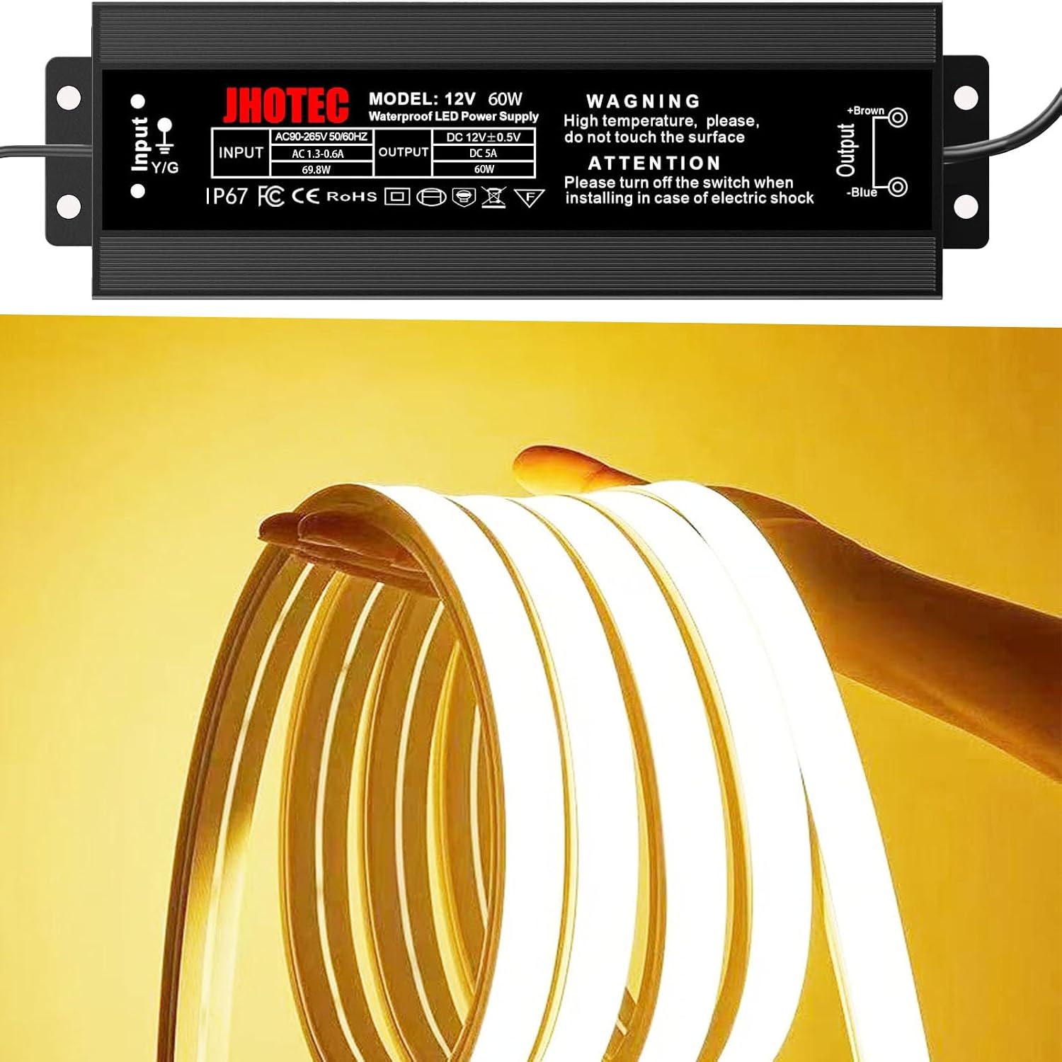 Amazon.com: JHOTEC Silicone Soft LED Strip LED Driver 60W : Musical ...