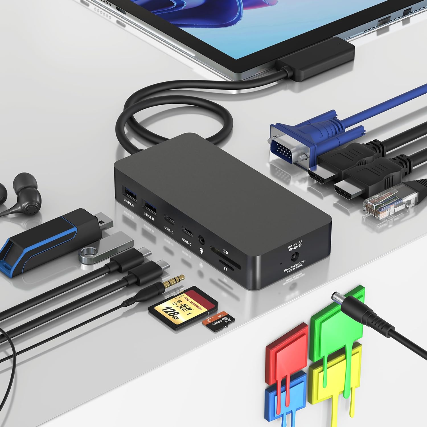 Microsoft Surface Docking Station, 12 in 1 Surface Dock Triple Displays ...