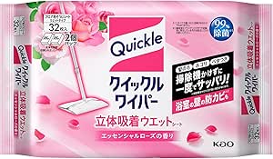 Quickle Wiper Floor Cleaning Tool, 3D Suction Wet Sheet, Rose Scent, 32 ...