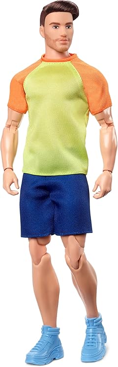 Amazon.com: Barbie Looks Ken Doll with Brown Hair Dressed in Orange and ...