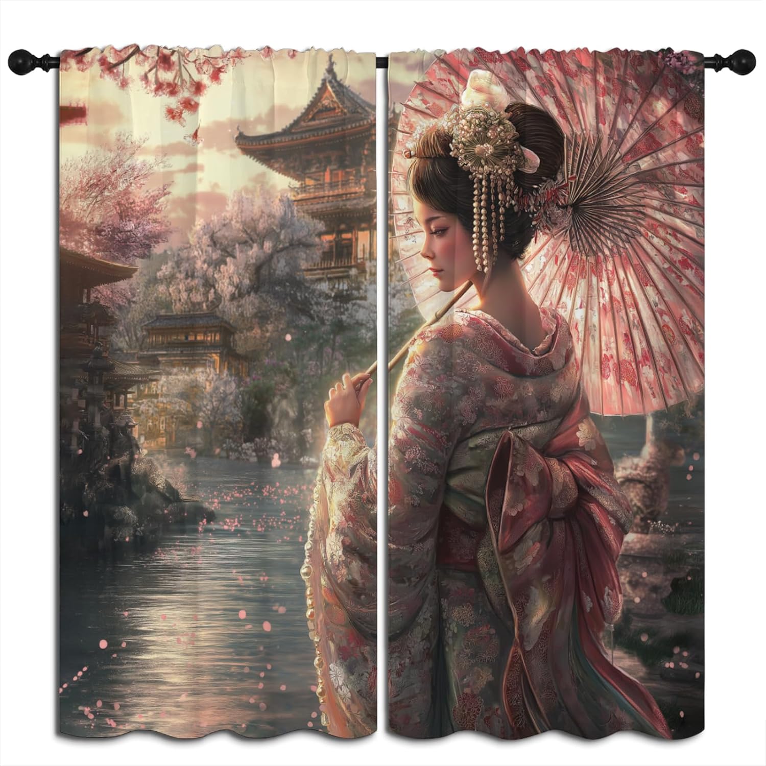 Amazon.com: BAIGEZHU Japanese Geisha Blackout Curtains for Boys Girl ...