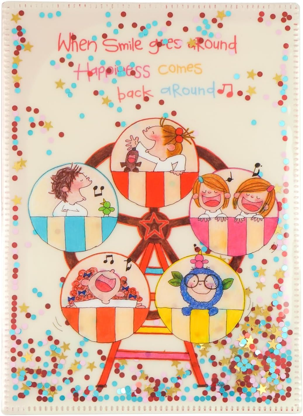 Amazon | ココちゃん グリーティングライフ 6ポケット クリアホルダー ファイル 見開き A5 サイズ スパンコール入 観覧車 RYZ-1092 ホワイト | クリアホルダー | 文房 ...