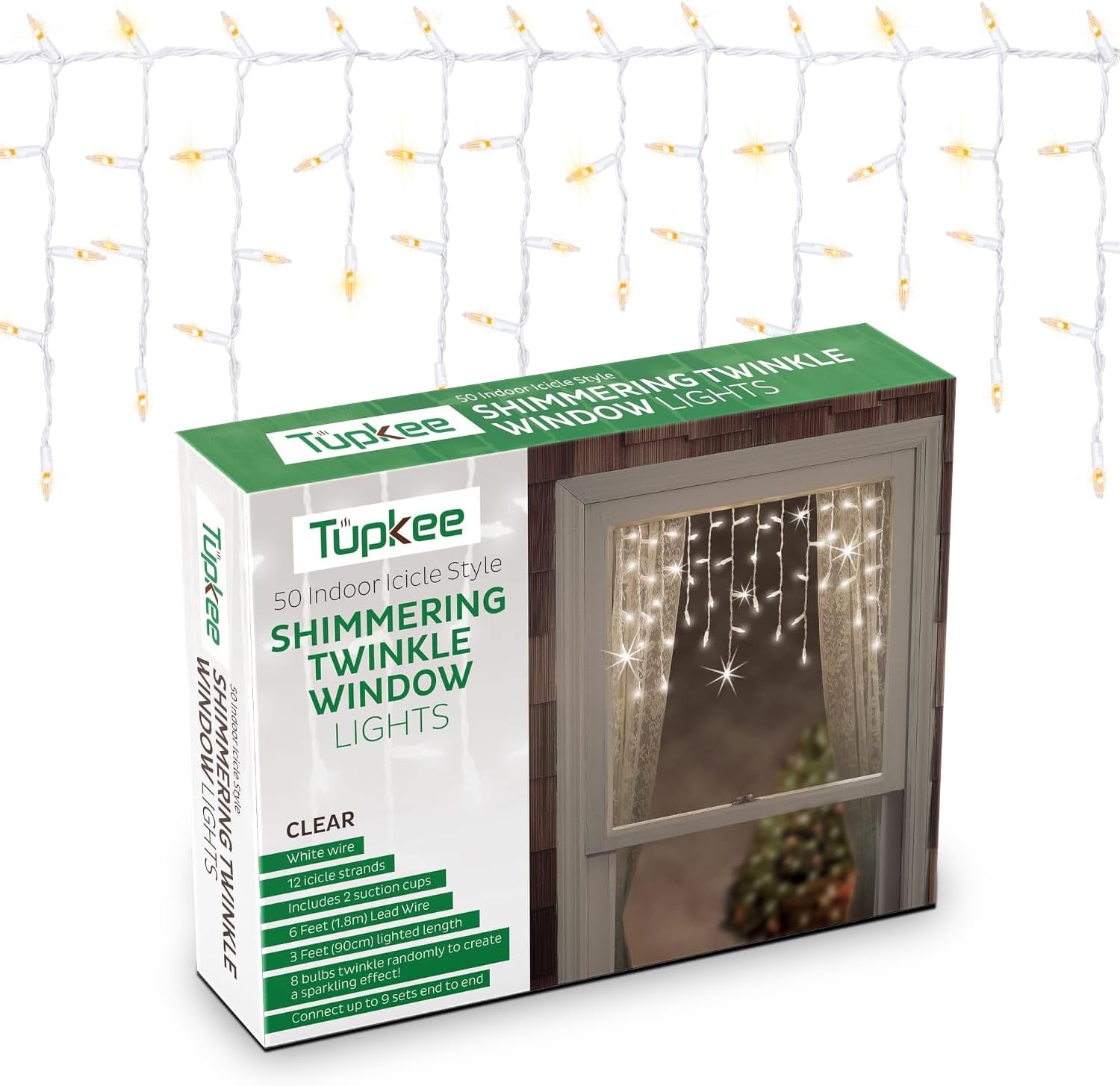 Amazon.com: Christmas Twinkle Window Icicle Lights - 3 Feet (0.91 m), 8 ...