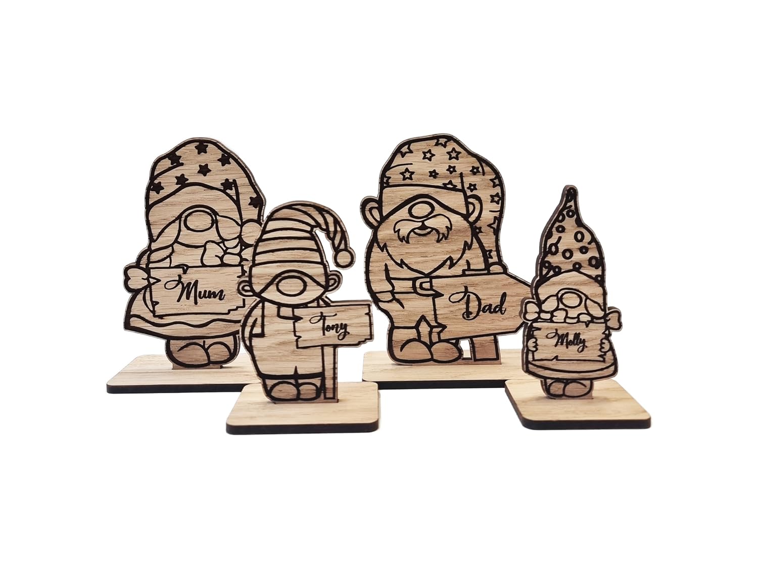 Personalised Christmas Gnomes, Place Names Setting Decoration, Family ...