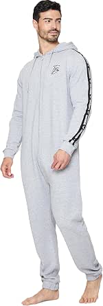 NOROZE Adult Men's Fleece All In One Plain Contrast Sleeve Hooded ...