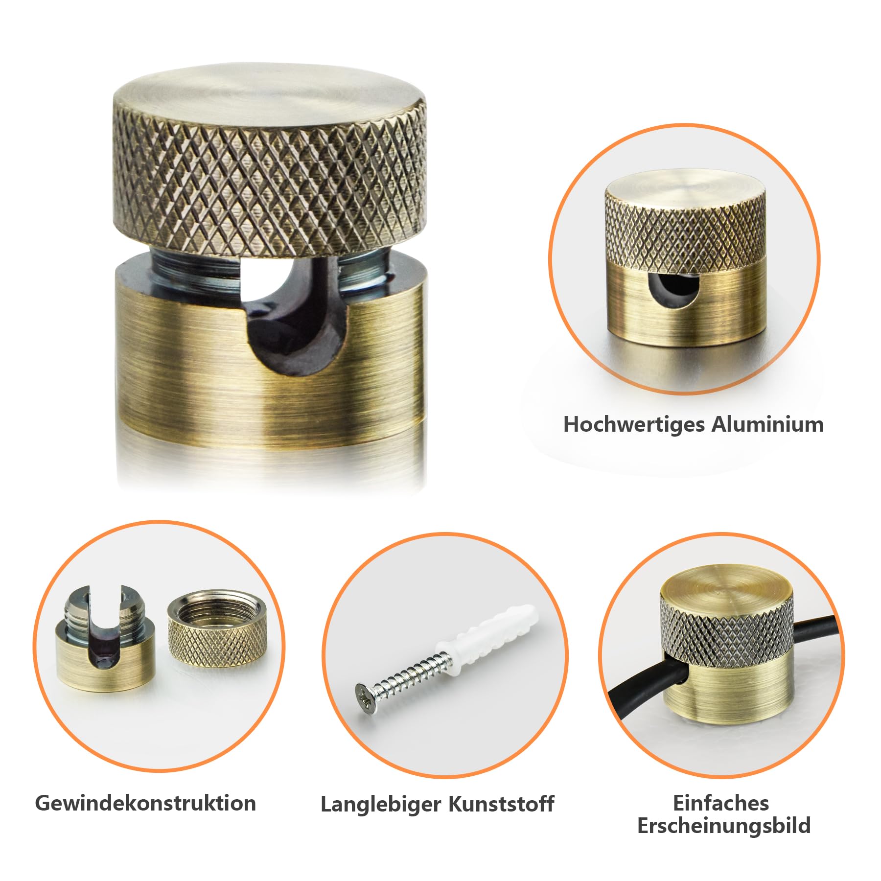 Ceiling Mounting Cable Set of 4 Aluminium Wall and Ceiling Pins for ...