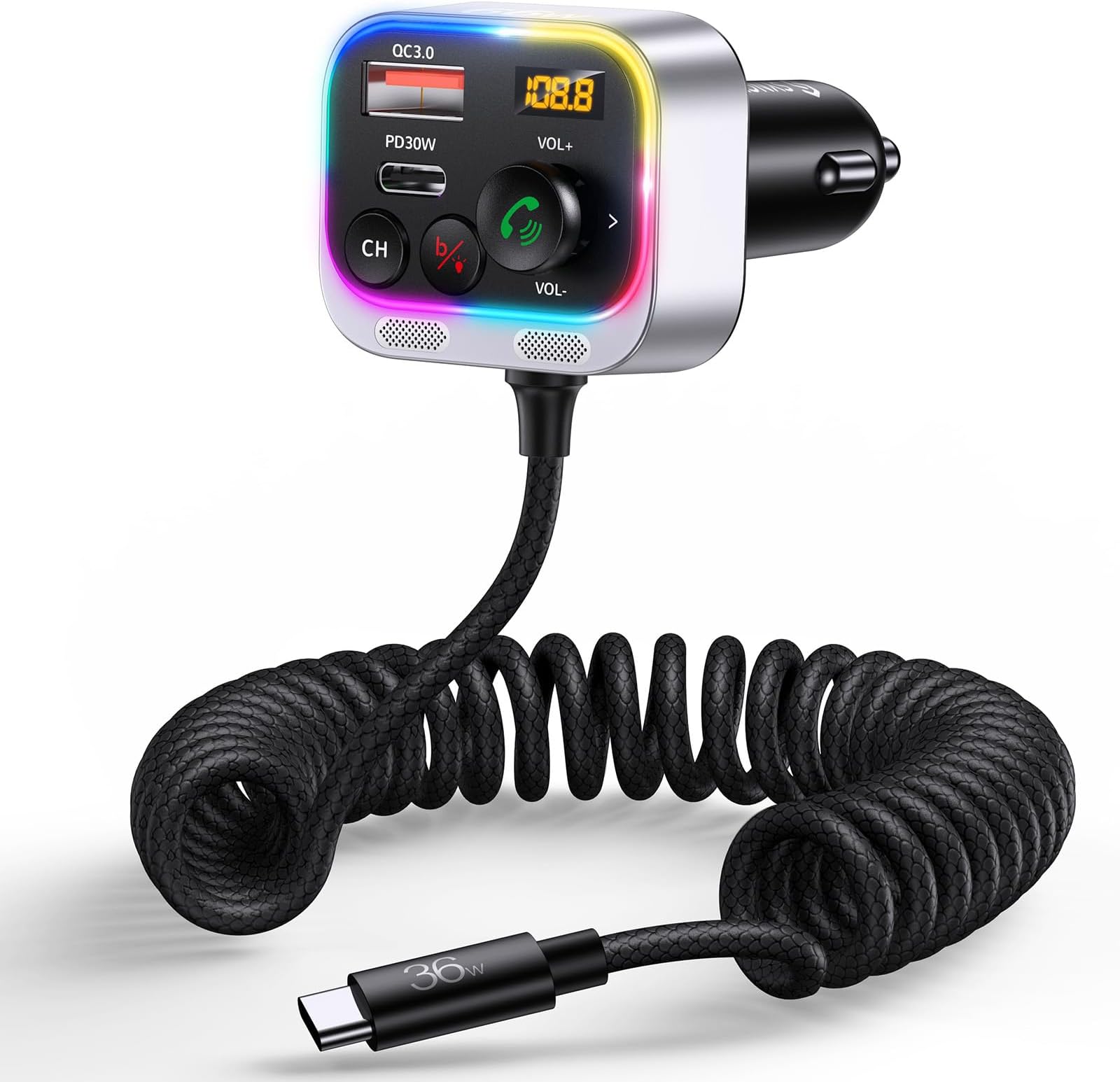 Syncwire Bluetooth 5.4 FM Transmitter Car Adapter, 66W PD QC 3.0 Fast ...